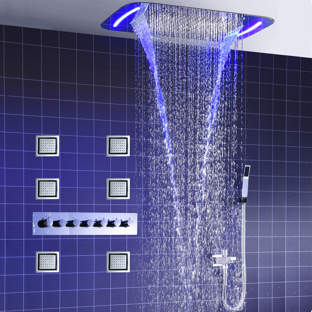 Luxury Type Ceiling Mounted 430X710mm Shower Head Panel Constant ...