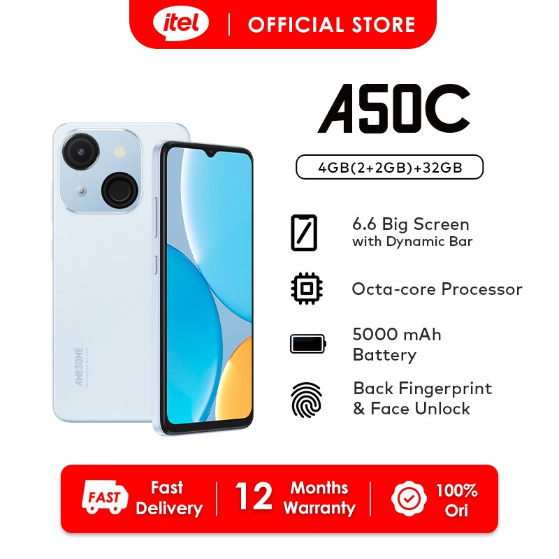 itel A50C RAM4GB(2+2GB)+ROM32GB 6.6" Big Screen with Dynamic Island 4000mAh Battery | Shopee ...