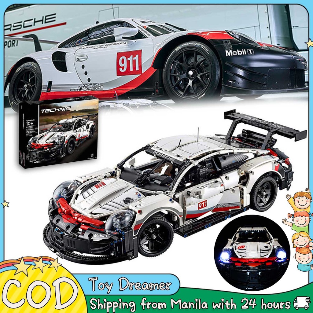 Porsche 911 Block Building Sets Luminous Car Lights Compatible-Lego ...
