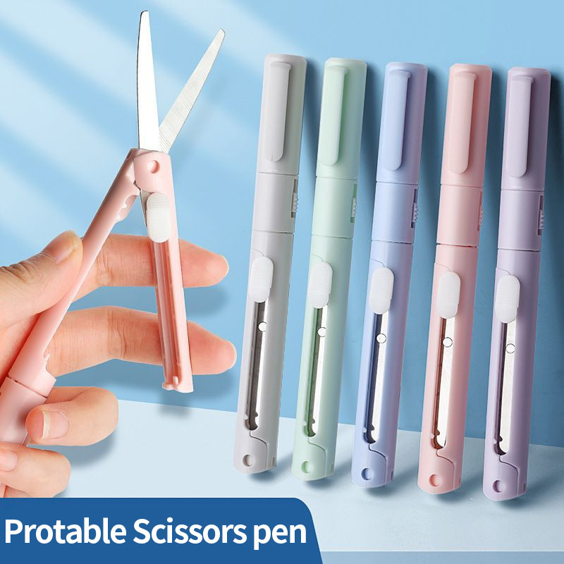 A Mini Foldable Scissors with Pen Knife 2 in 1 Paper Cutter Utility ...