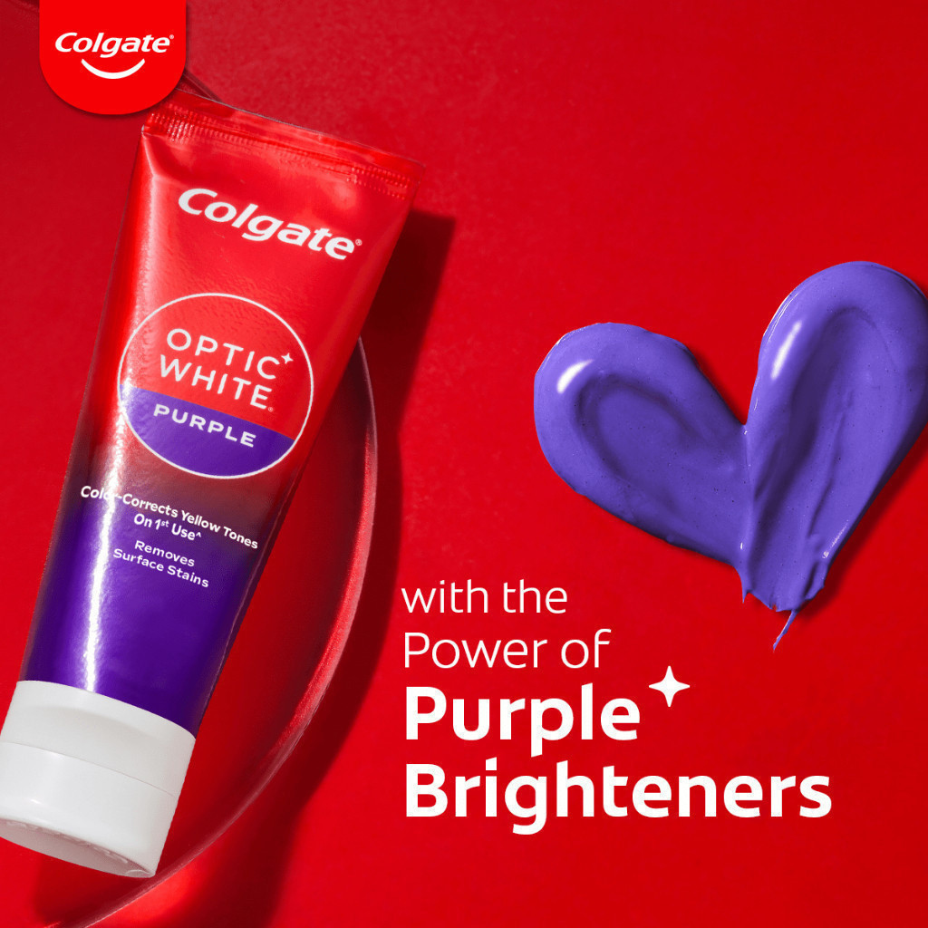 Colgate Optic White Whitening Toothpaste Purple, Color-Corrects Yellow ...