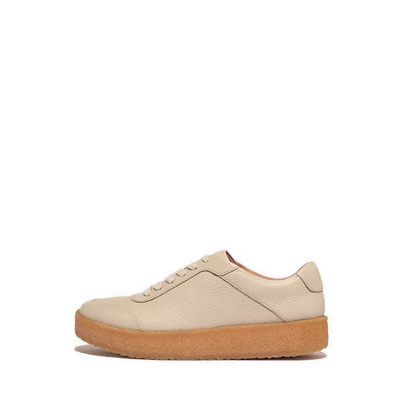 Fitflop Rally Womens Tumbles-Leather Crepe Sneakers-Stone Beige ...