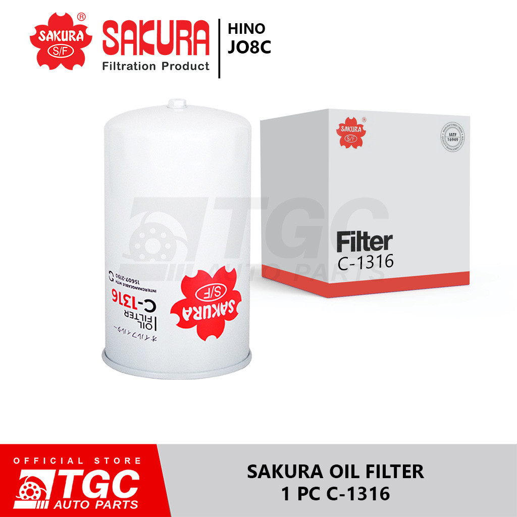 Sakura Oil Filter Hino JO8C ( 15607-2190 ) 210 / 120 C-1316 1Pc ...