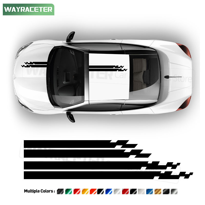 -Car Hood Bonnet Stripes Sticker Carbon Fiber Vinyl Roof Decal For ...