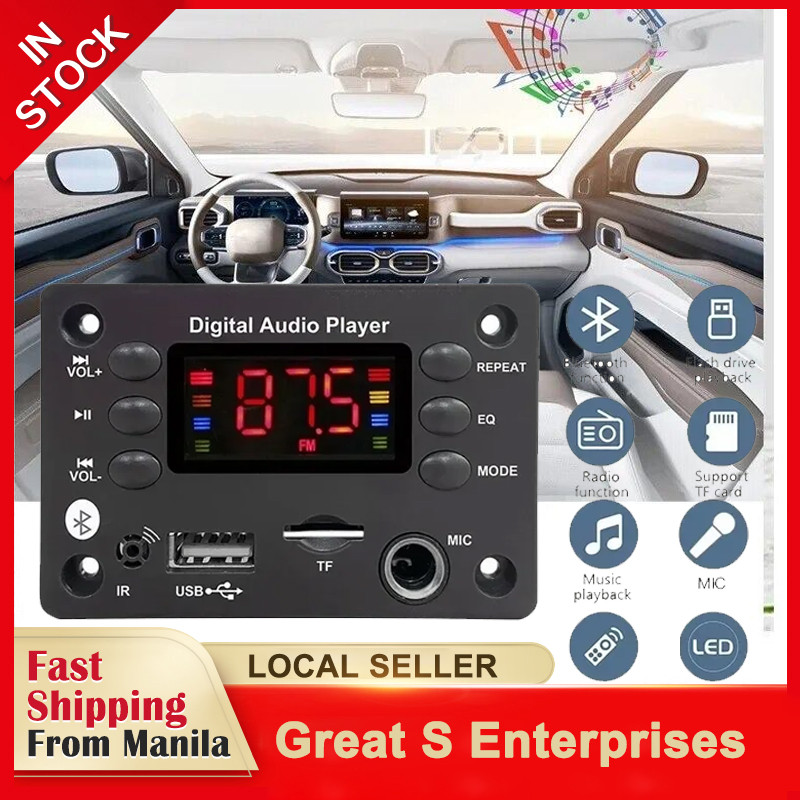DC 5V 12V Bluetooth 5.0 MP3 WMA WAV APE Decoder Board Hands-free Car Audio Microphone USB MP3 FM ...