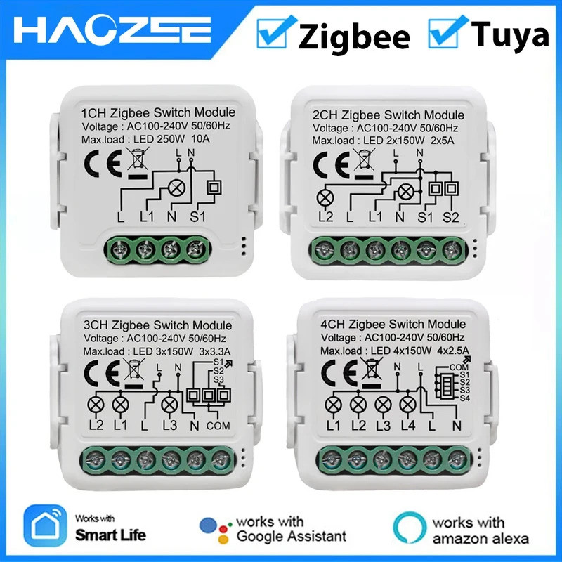 Tuya Smart Zigbee Light Switch Module 1/2/3/4 Gang Automation DIY ...