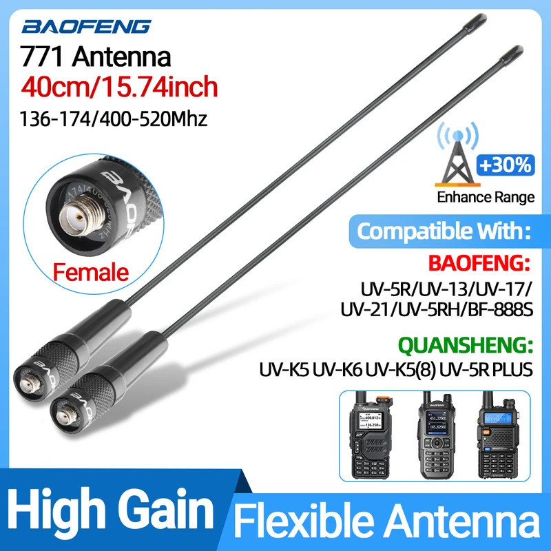 BAOFENG BF-771 PRO SMA-Female Dual Band VHF UHF Antenna For Baofeng UV 5R UV K6 Pro Quansheng UV ...
