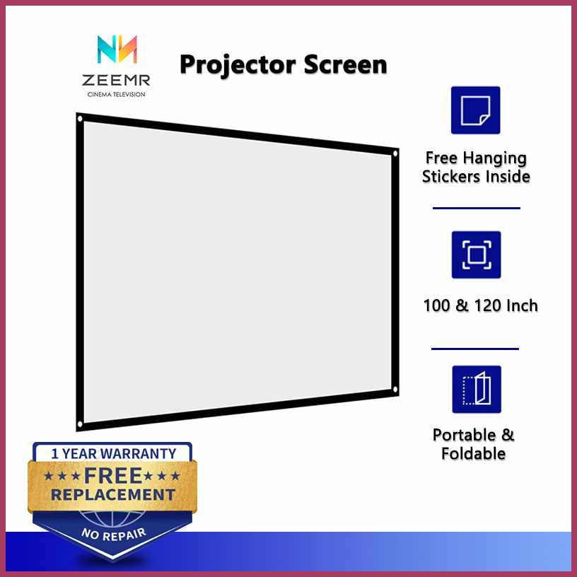 ZEEMR]CI!Projector/d$Screen$mw/100/120$GN/Inch | Shopee Philippines