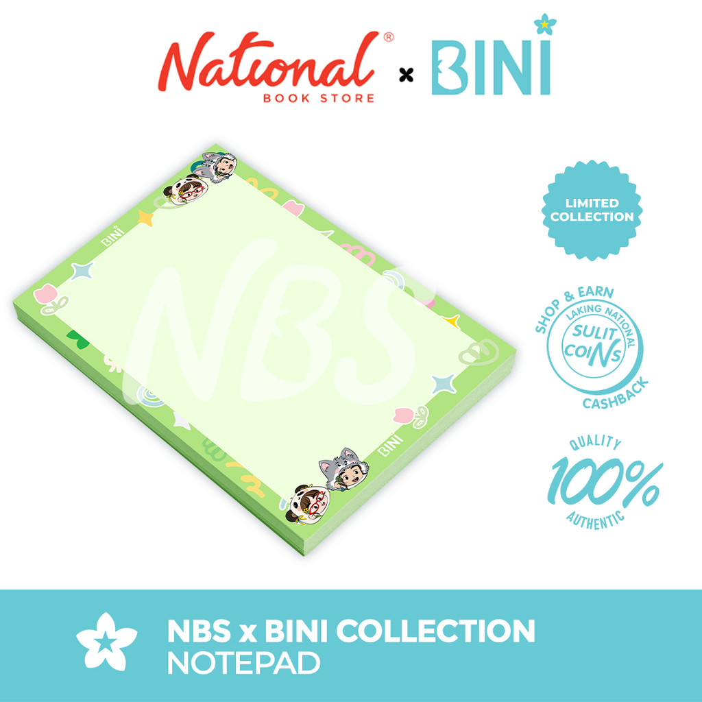 NBS x BINI Memo Pad 98x150mm 100 Sheets, Green - School & Office ...