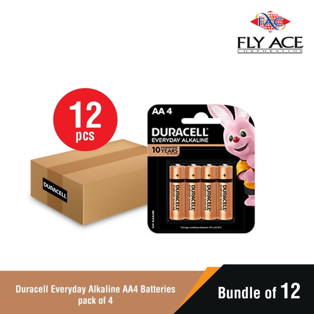 Duracell Everyday Alkaline AA4 Batteries Pack of 4 x 12 | Shopee Philippines