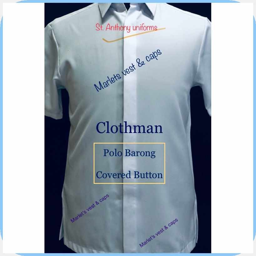 Polo,X:wN'Barong-jCoveredNButtonbSt.xAnthonyduniformsawhite Clothman w ...