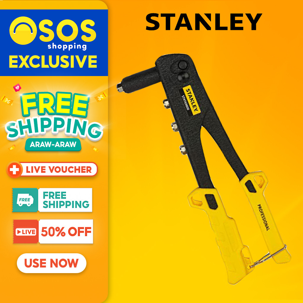 STANLEY Original Rivet Gun 4 nozzles Heavy Duty Hand Riveter Hand Tools ...