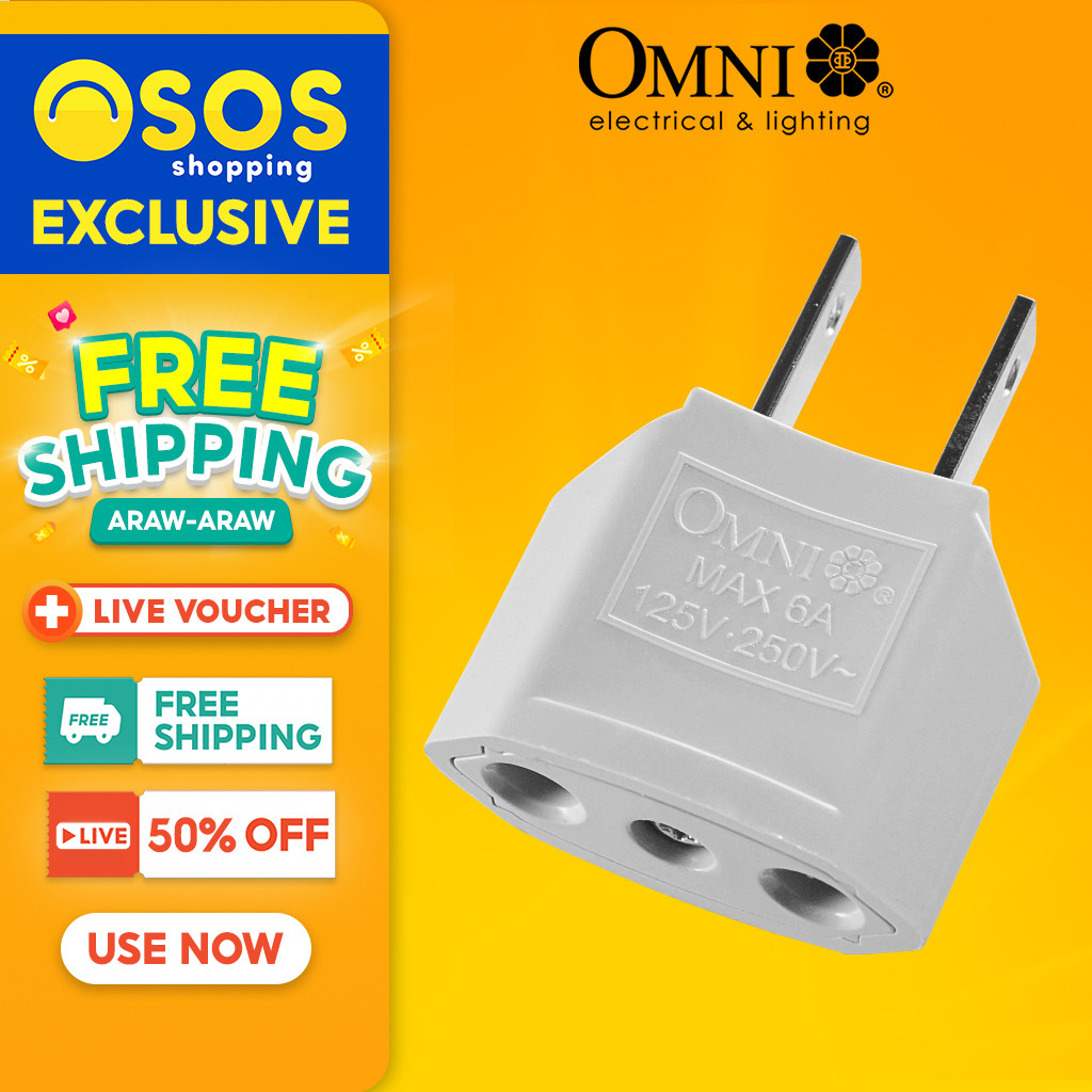 Omni Original Regular Adapter Adaptor Round to Flat 6A 250V WRA-001 ...