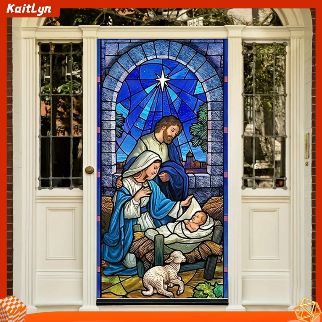 Indoor Outdoor Banner Christmas Door Cover Christmas Nativity Door ...