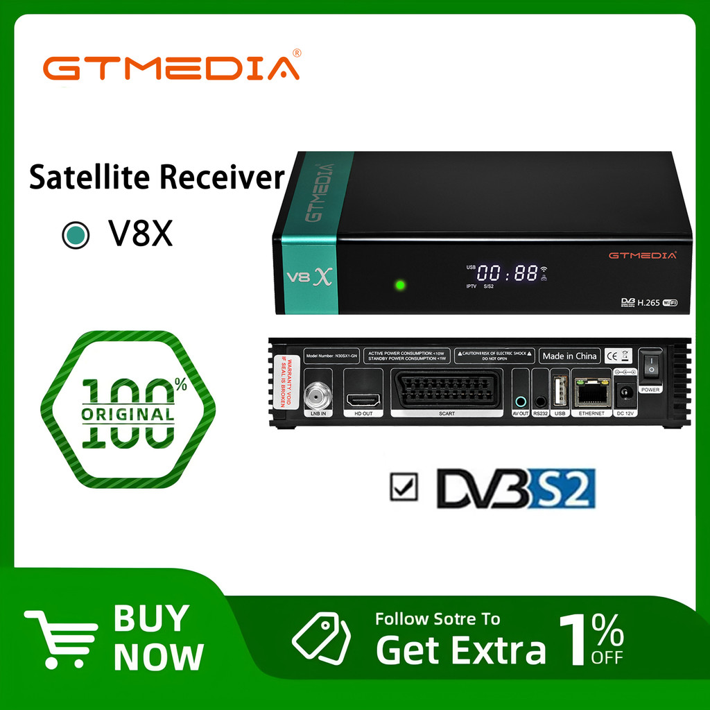 ┲GTMEDIA V8X mars Satellite Receiver DVB-S/S2/S2X 1080P HD 2.4G WIFI ...