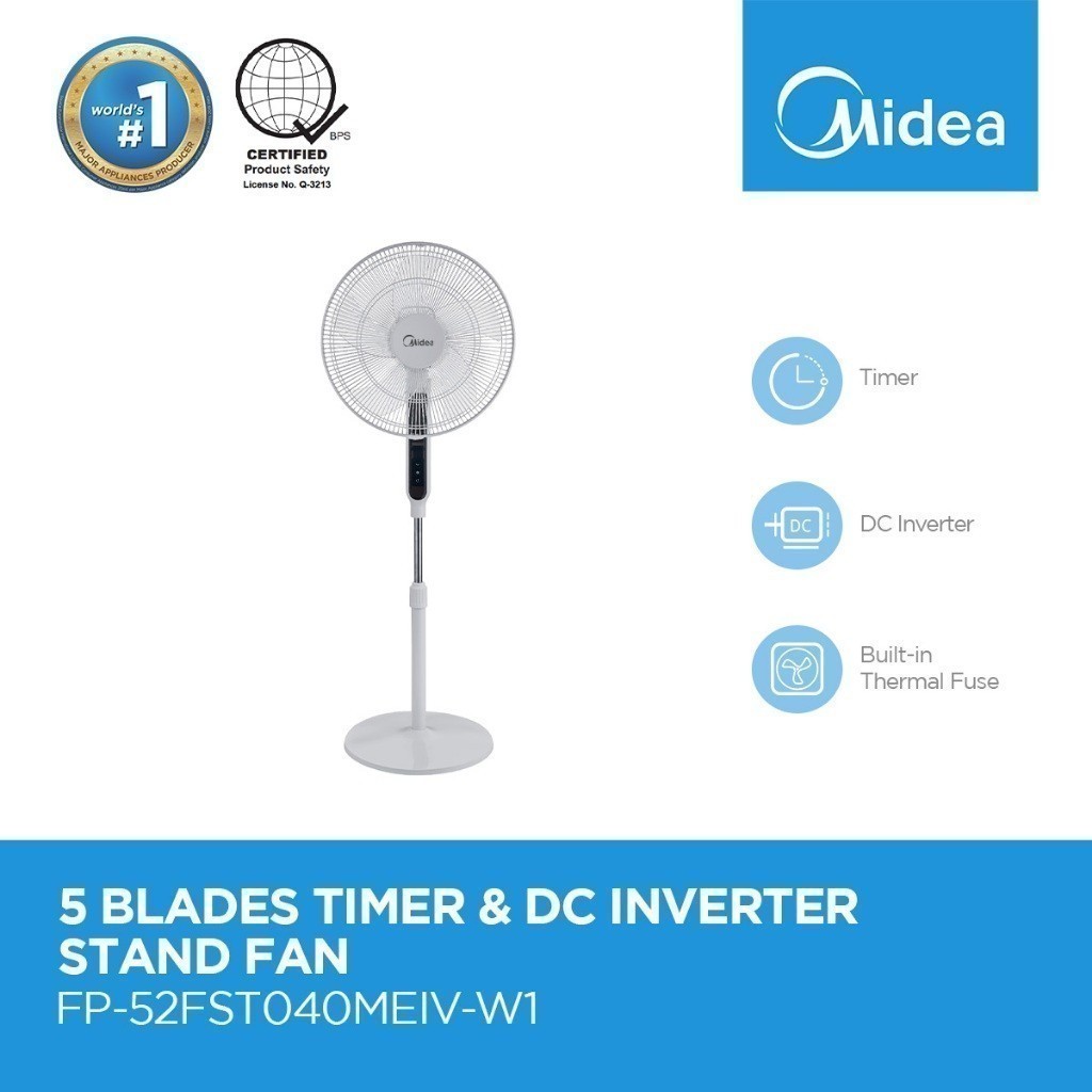 Midea DC Inverter Stand Fan with Remote Control 16" Electric Fan Silent ...