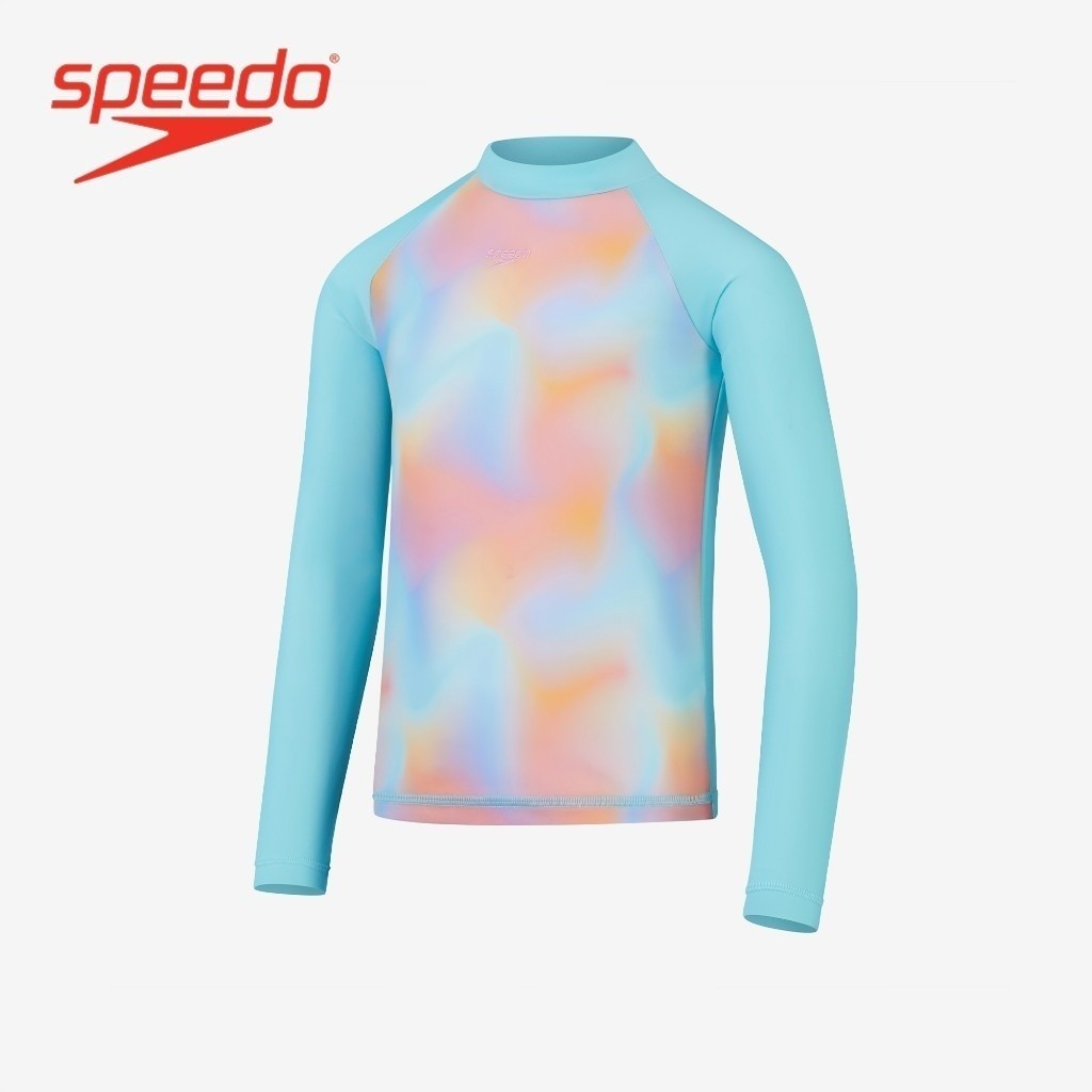 Speedo Kids Girl's Swimwear - Girls Printed Long Sleeve Rash Top - Blue ...
