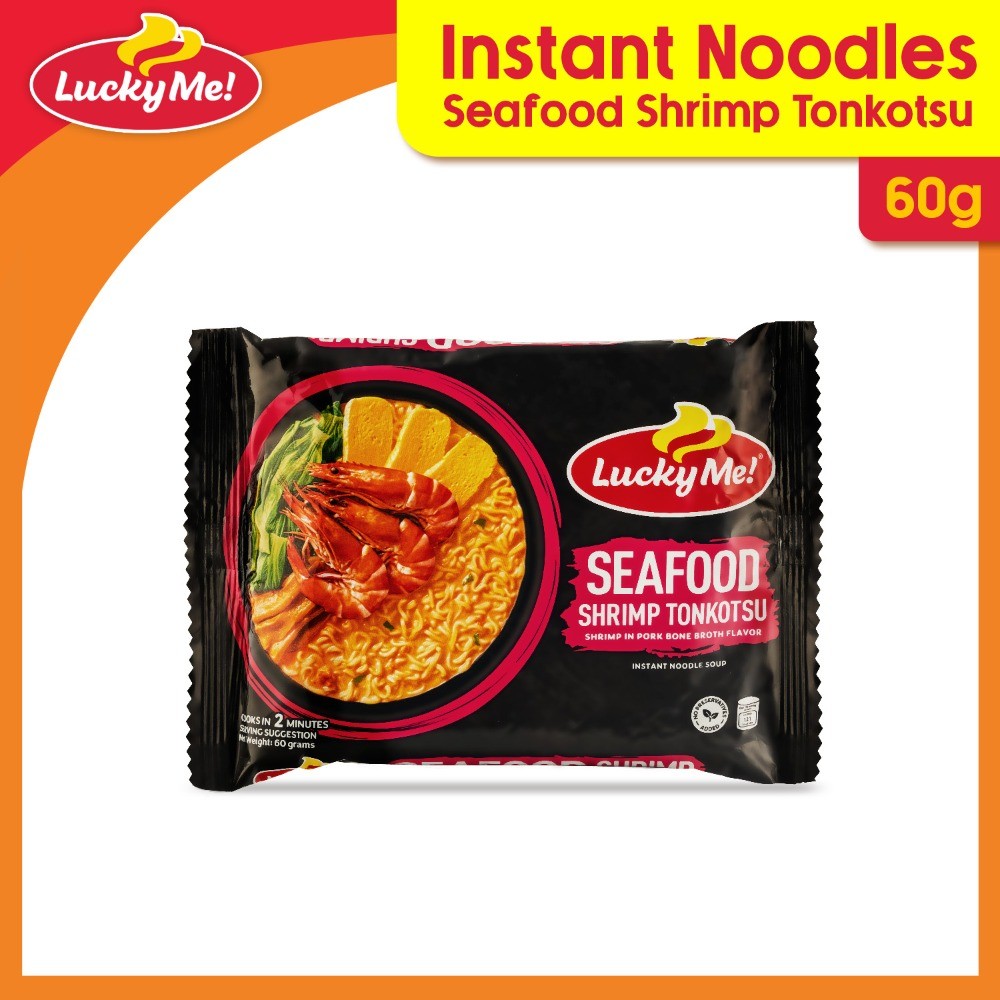 Lucky Me! Instant Noodles Seafood Shrimp Tonkotsu Pouch 60g | Shopee ...