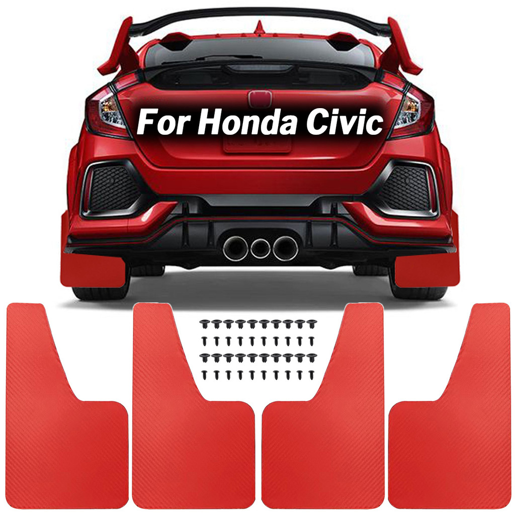 ☄Red Mud Flaps For Honda Civic Type R Type-R Type-S GX Mugen Si EK9 EP3 ...