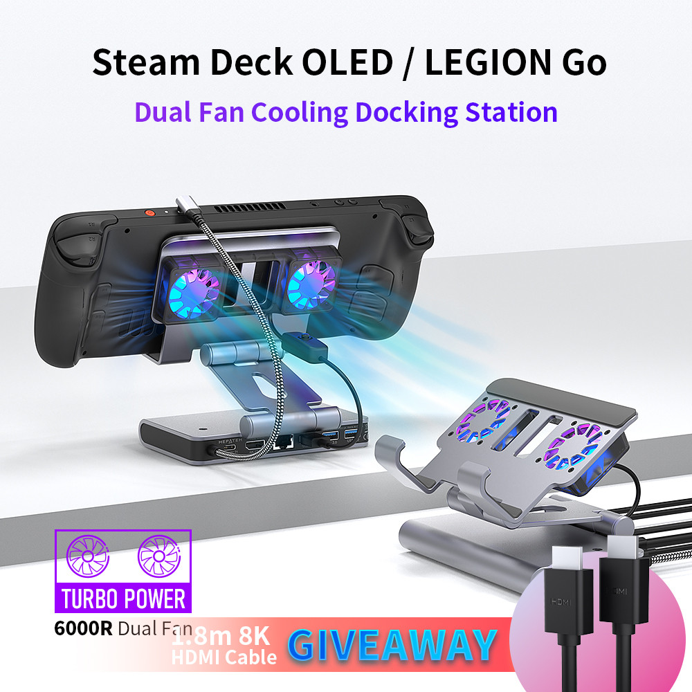 ☁Steam Deck OLED Dual Fan Cooling Docking Station for ROG Ally X ...
