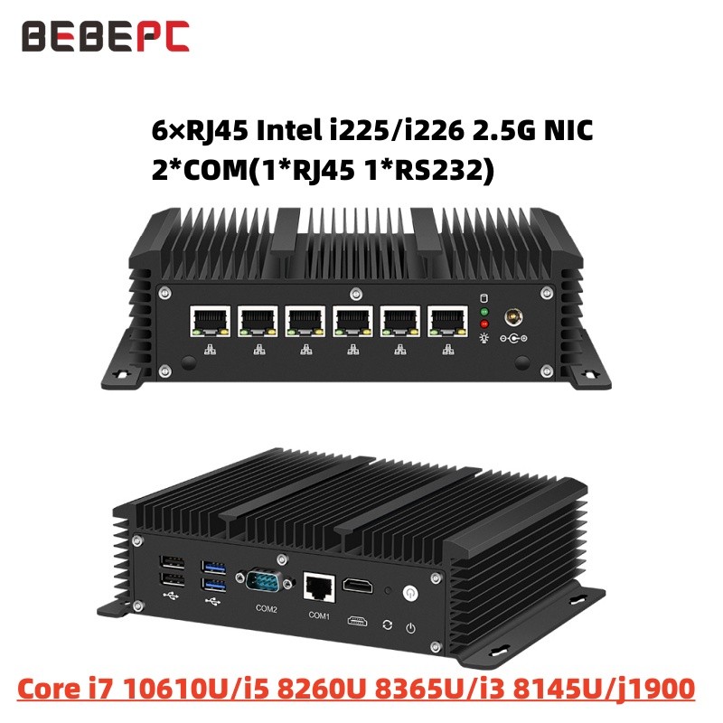 【Router Mini PC i7-10710U 6x 2.5G Ethernet DB9 RJ45 RS232 AES-NI ...