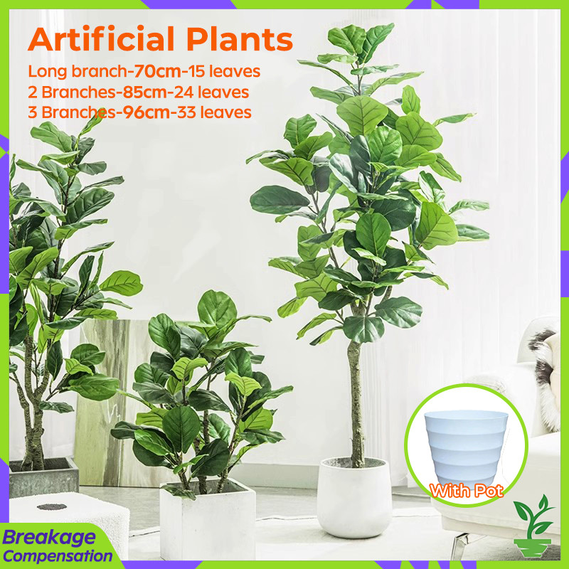 Artificial plant Artificial Fiddle Leaf Fig Tree with Pot Fake Ficus ...