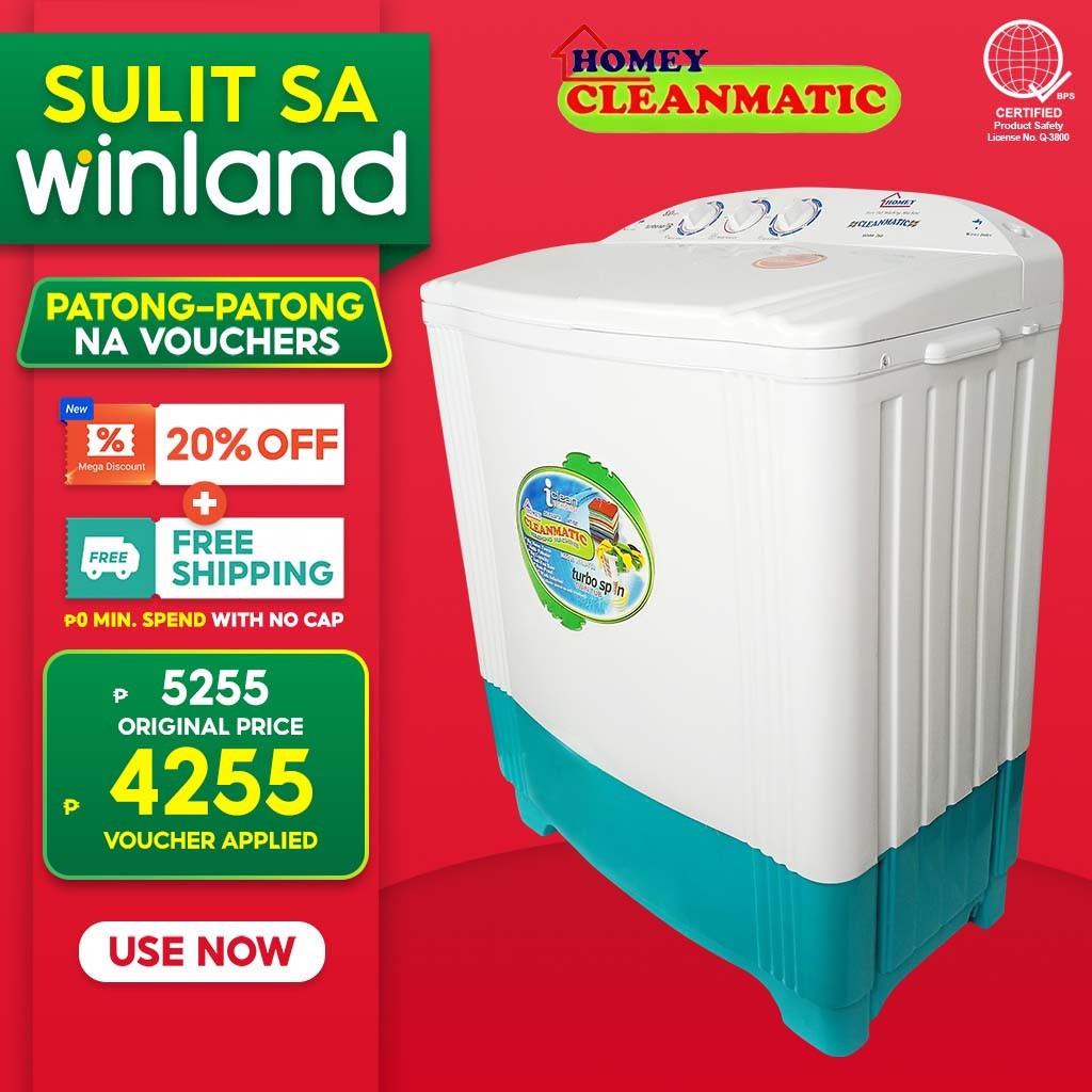 Homey by Winland Cleanmatic 8KG Twin Tub Washing Machine with Spin ...