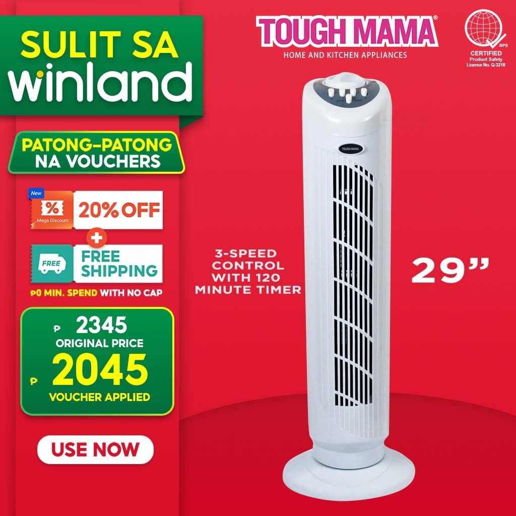 Tough Mama by Winland 29" Tower Electric Fan Energy Saving 3-speed ...