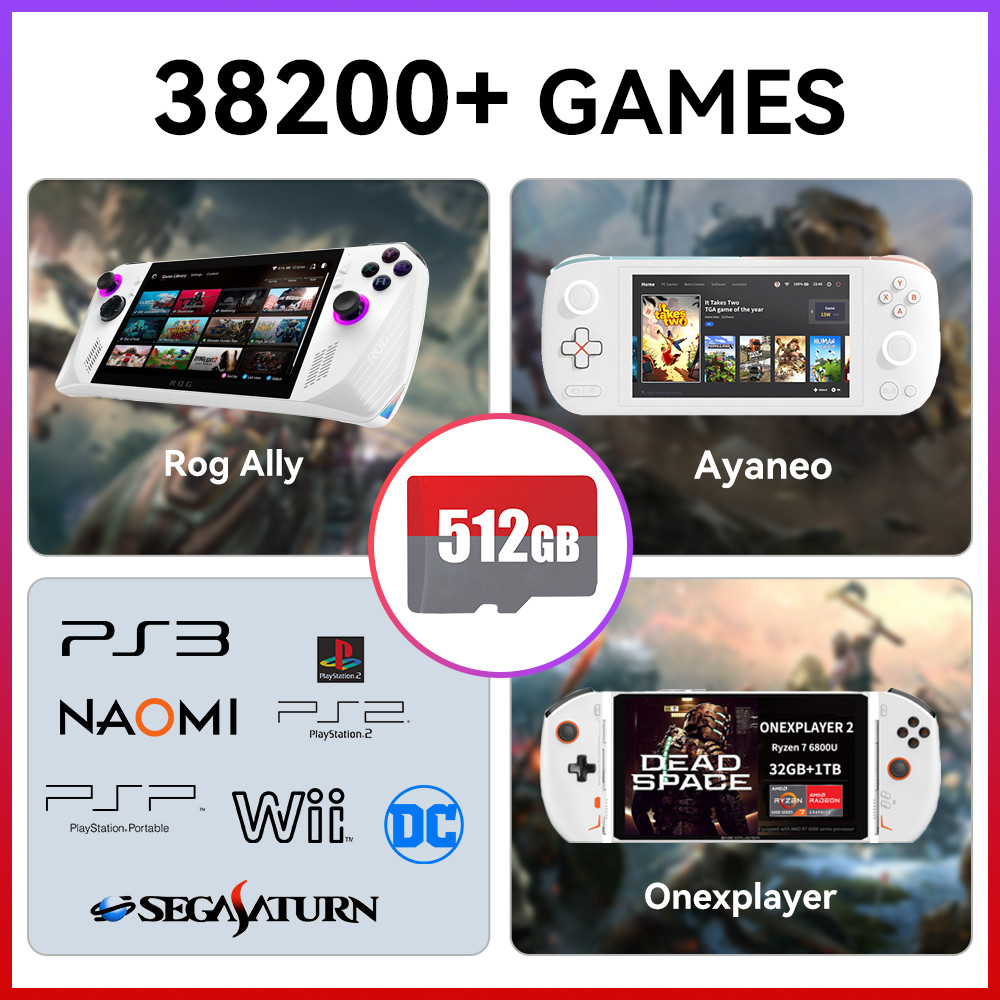 유512G Game Card for ROG Ally/Ayaneo/OnexPlayer/Handheld Game Consoles/PC for PS3/PS2/SS/PS1/PSP ...