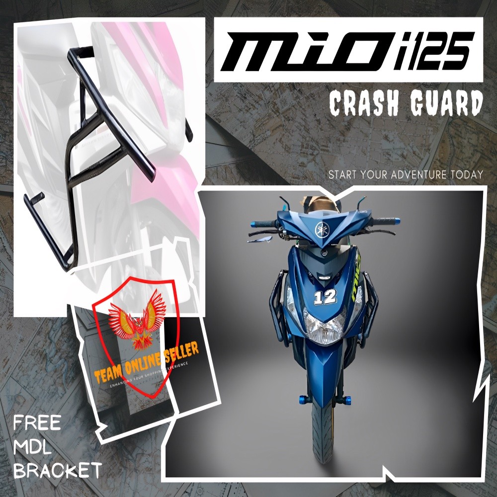 YAMAHA MIO i 125 - HEAVY DUTY HALF CRASH GUARD ( POWDER COAT ) - PHASE ...