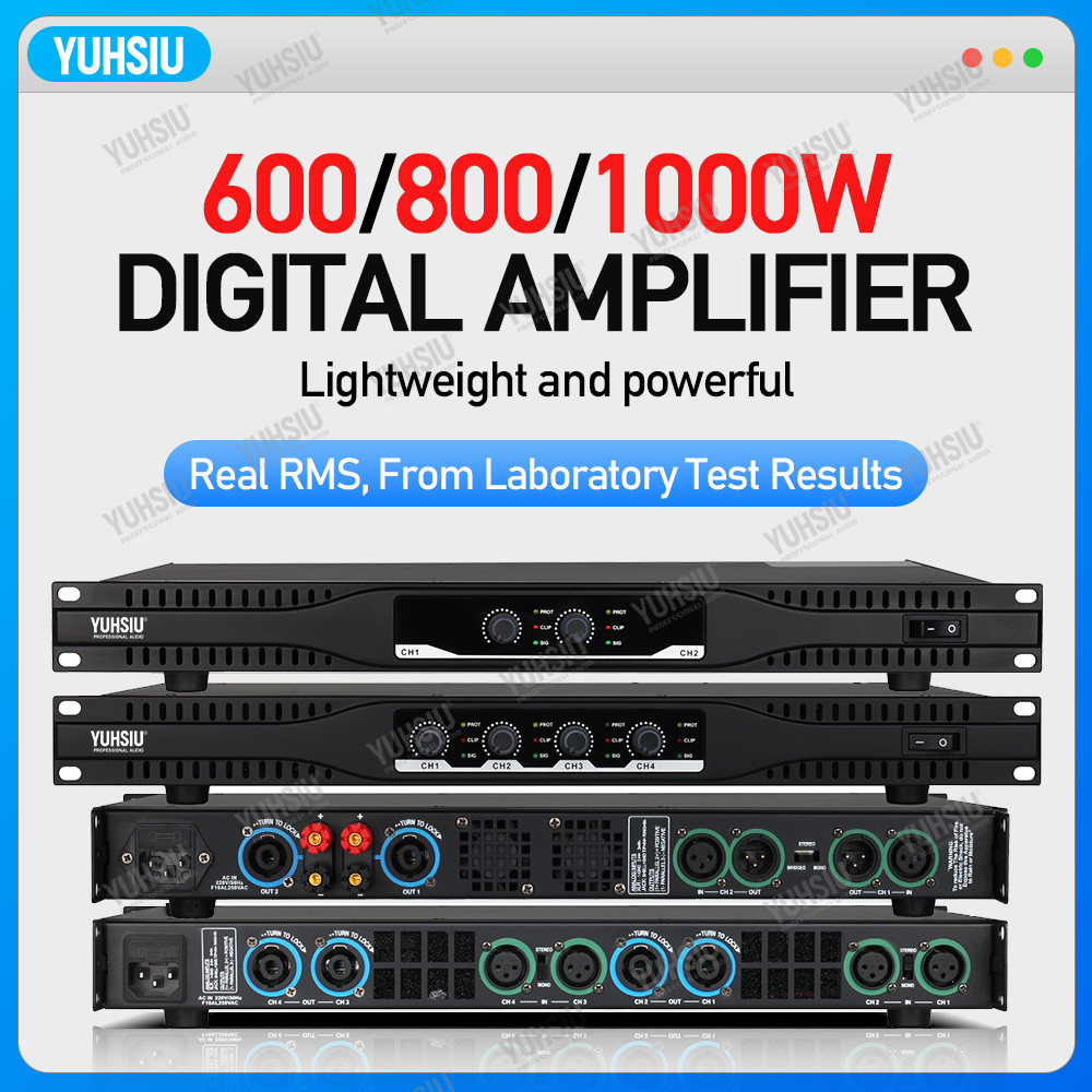 ☸YUHSIU Professional Digital 1U Class D Hifi High Power Amplifier 650W 2/4 Channels For KTV Disc ...