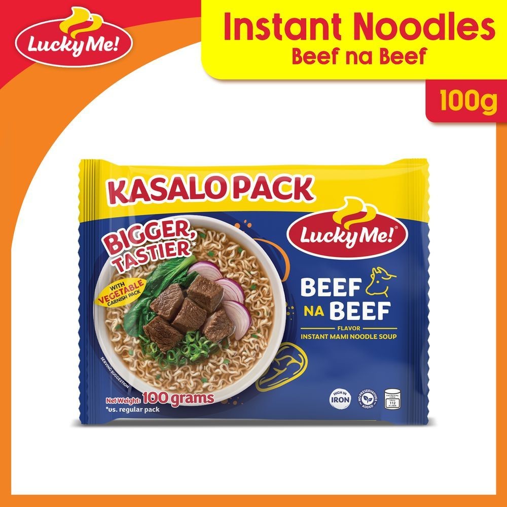 Lucky Me! Instant Noodles Beef na Beef Kasalo Pack 100g | Shopee ...