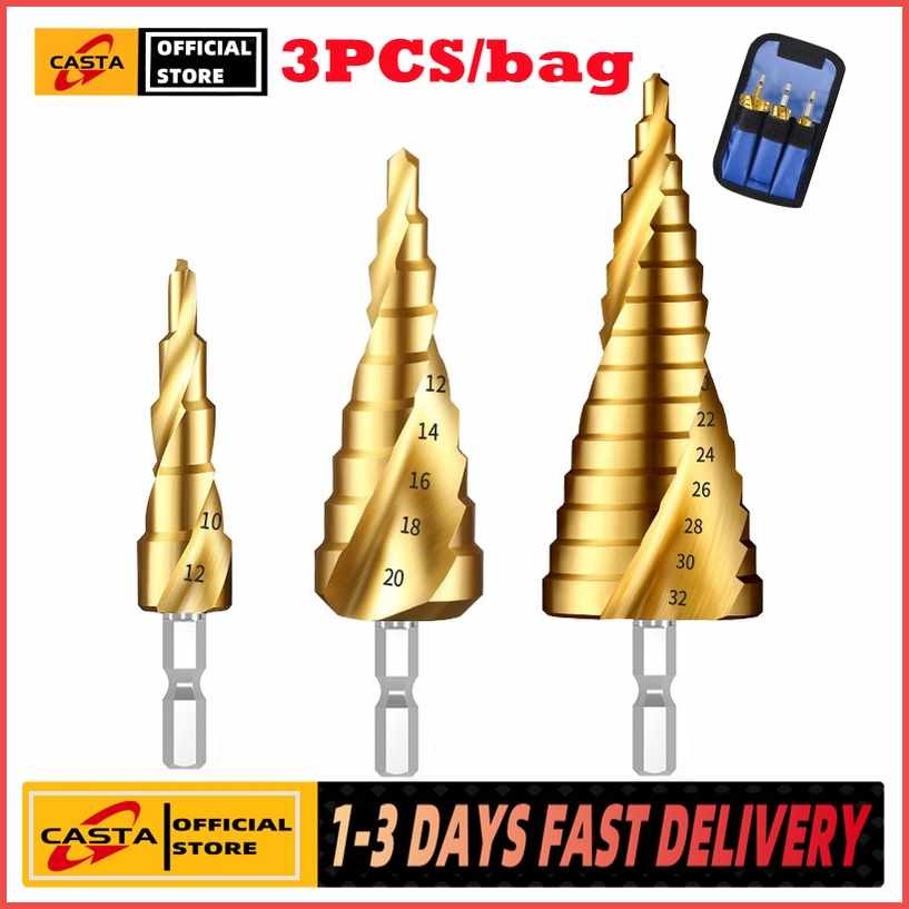 CastaoJ|3PCS&Y&Faster&Drilling&Spiral&Grooved&Unibit&Step%JW:Drill Bits ...