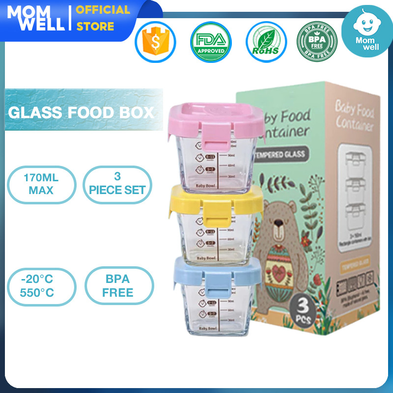 Momwell Portable Baby Glass Food Box Storage Freezer And Heat-resistant ...