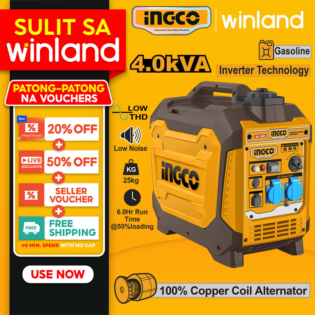 Ingco by Winland Inverter Gasoline Generator 4.0KVA 220-240V 60Hz ...