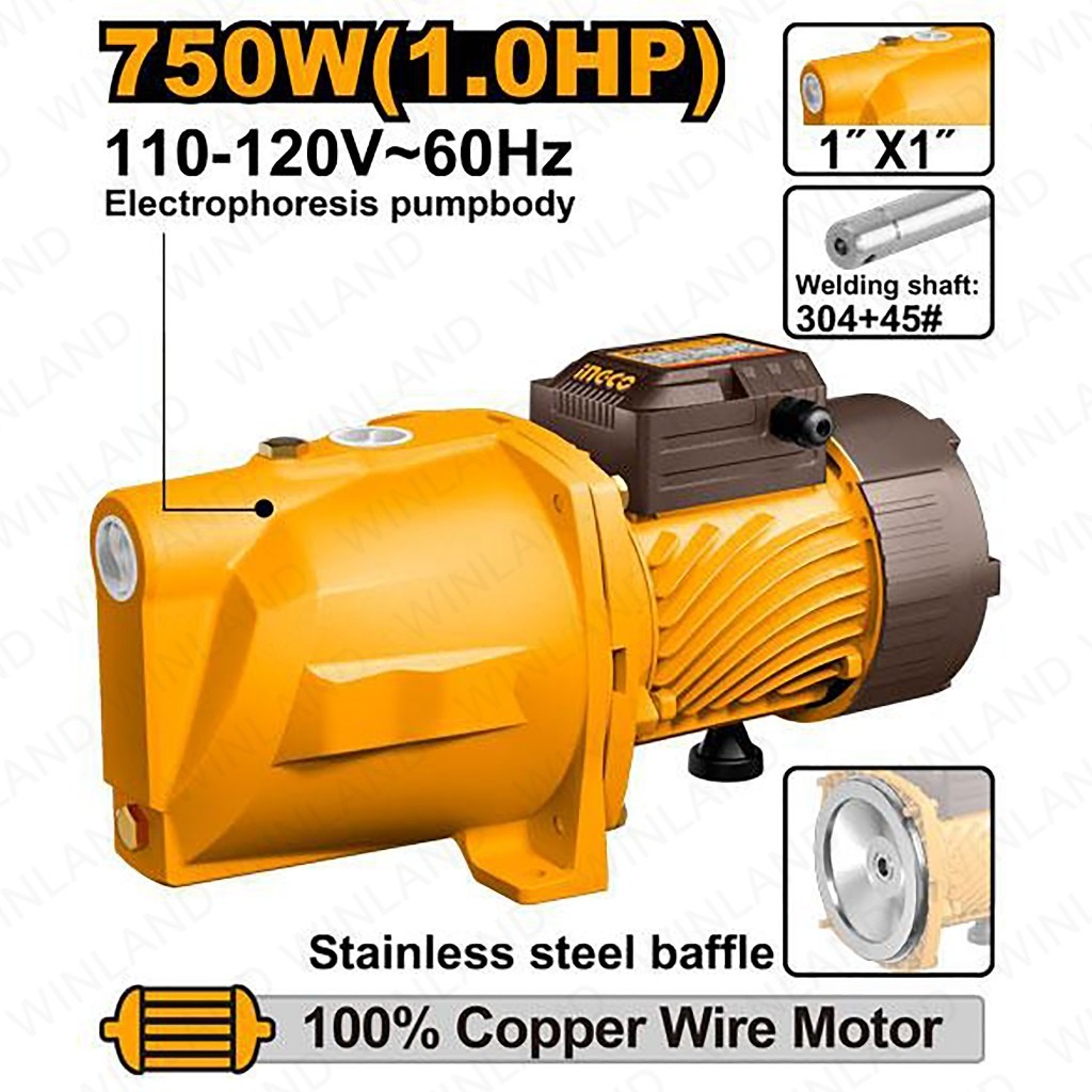 Ingco by Winland 750W(1.0HP) Self-Priming Jet Pump | Water Pump ...