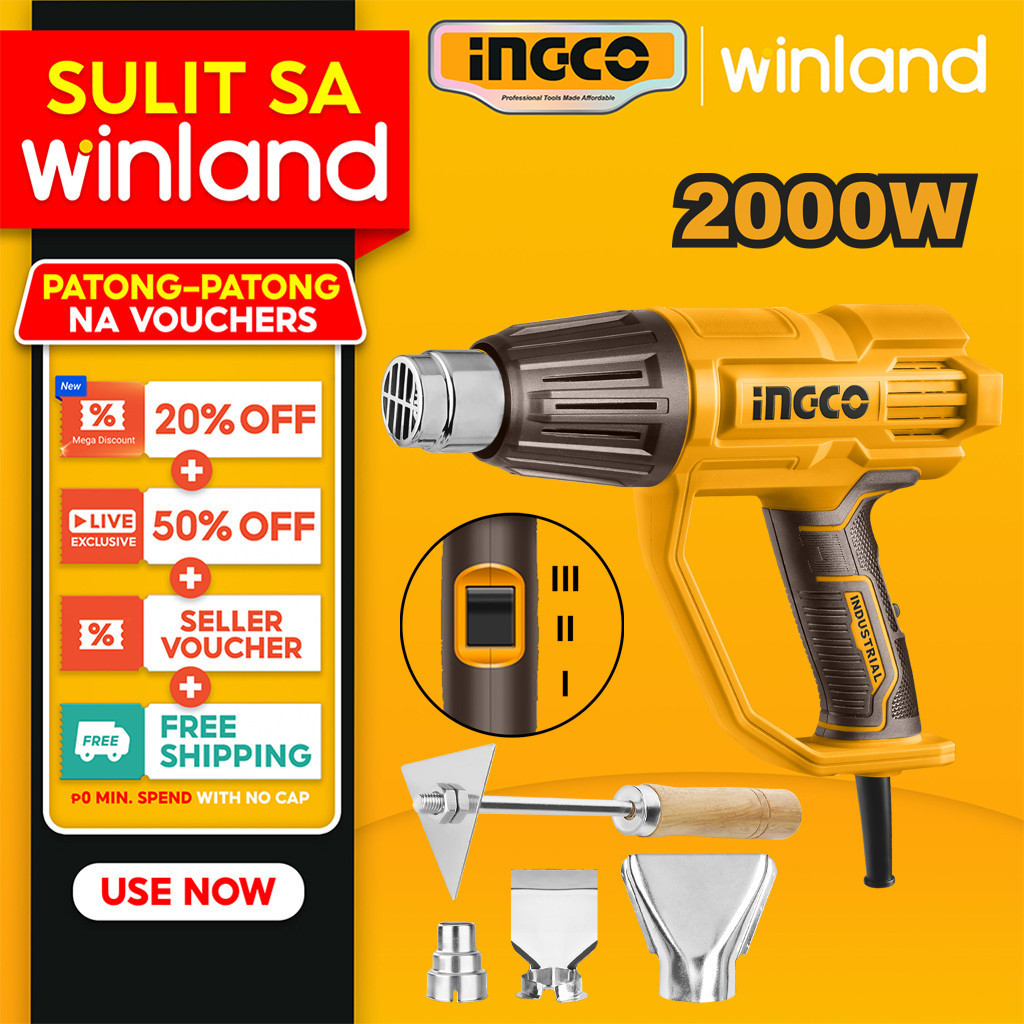 Ingco by Winland Heat Gun 2000W with 3 pcs Nozzle and 1 Scraper ...