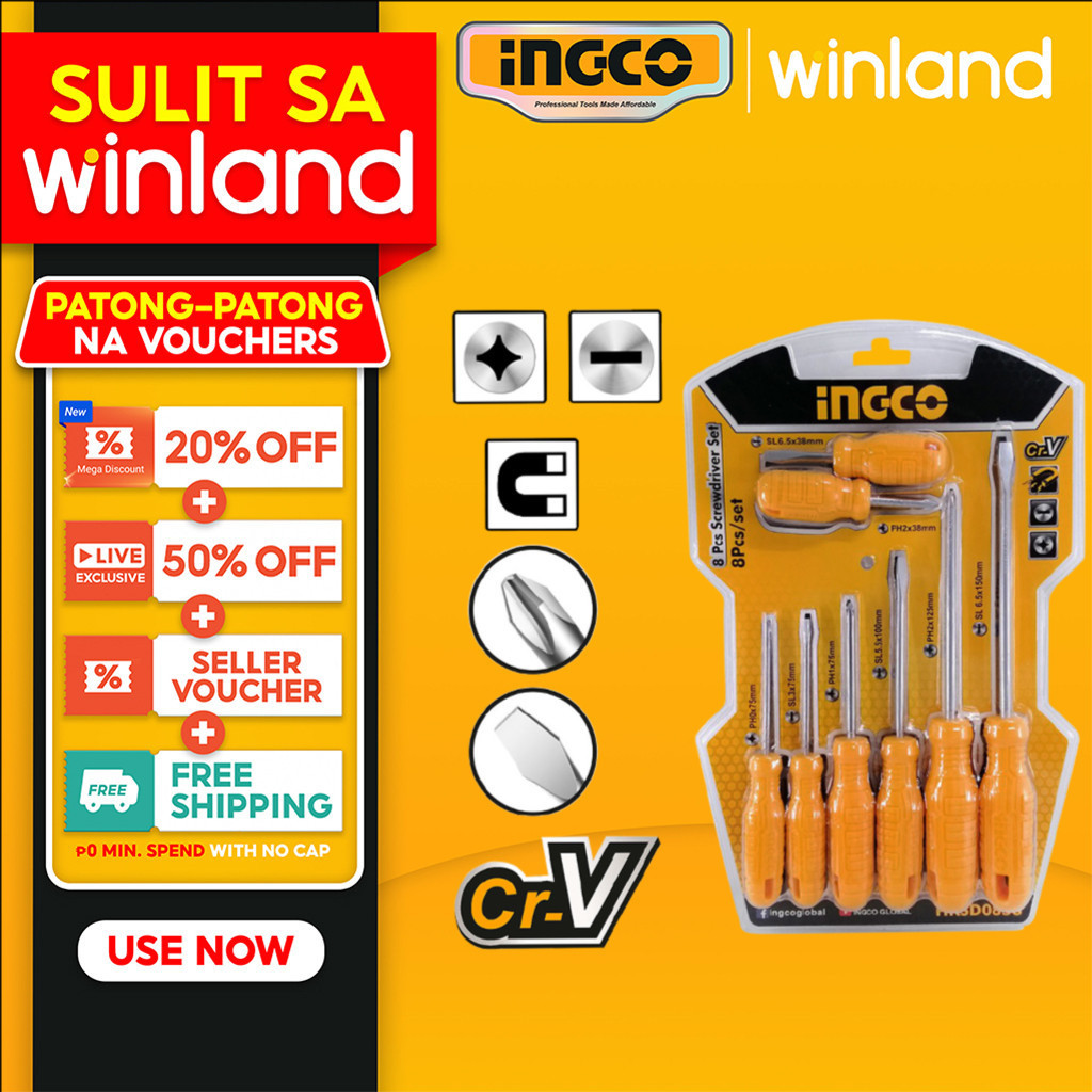 Ingco by Winland 8Pcs Screw driver Set Screwdriver HKSD0858 ING-HT | Shopee Philippines