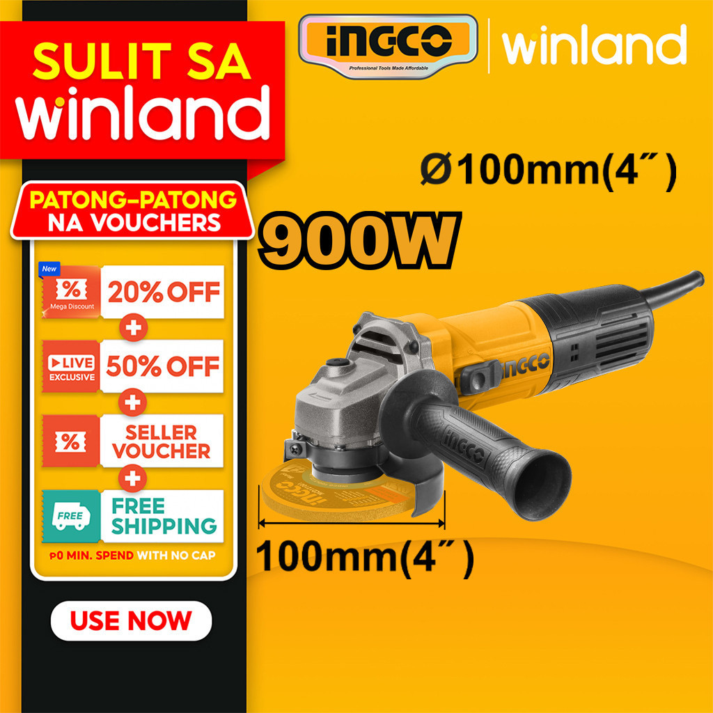 Ingco by Winland 900 watts Angle Grinder 100mm(4") / 125mm(5") AG900283 ...