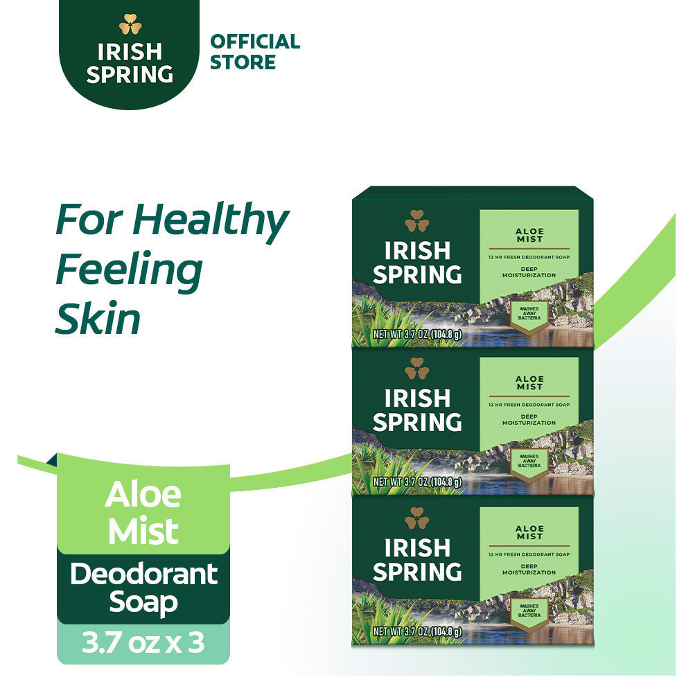 Irish Spring Aloe Mist Body Soap 12-Hour Fresh Deodorant Bar Soap 3.7 ...