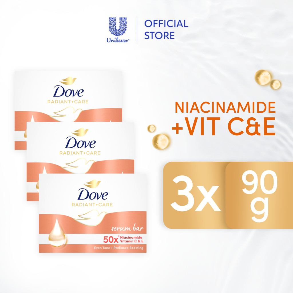 [BUNDLE OF 3] Dove Radiant + Care Serum Bar 50x Niacinamide and Vitamin ...