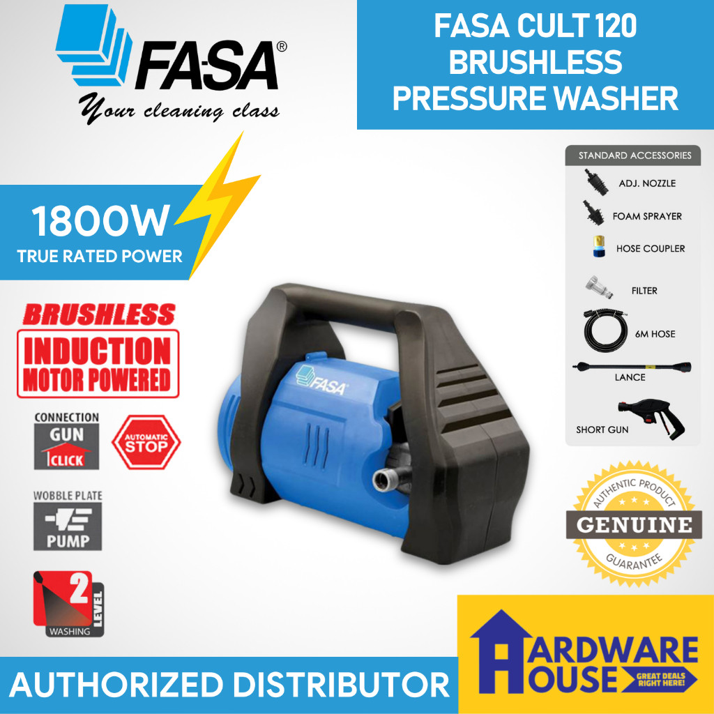 ORIGINAL FASA Brushless CULT 120 High Pressure Washer Portable 1800W ...