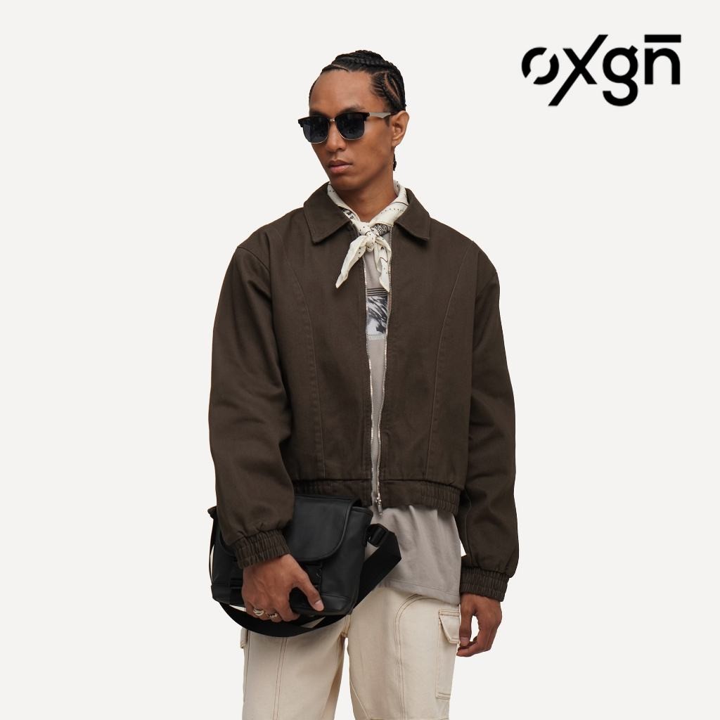OXGN Cropped Bomber Jacket For Men (Swamp Brown) | Shopee Philippines