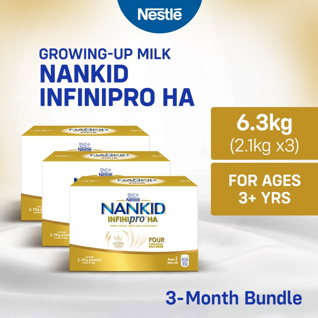 NANKID Infinipro HA Four Powdered Milk For Children Above 3 Years Old 6.3kg (2.1kg x 3) | Shopee ...
