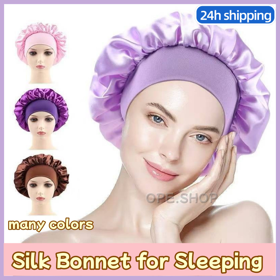 OPE Shower Cap Satin Bonnet Silk Bonnet for Sleeping Large Adjustable ...