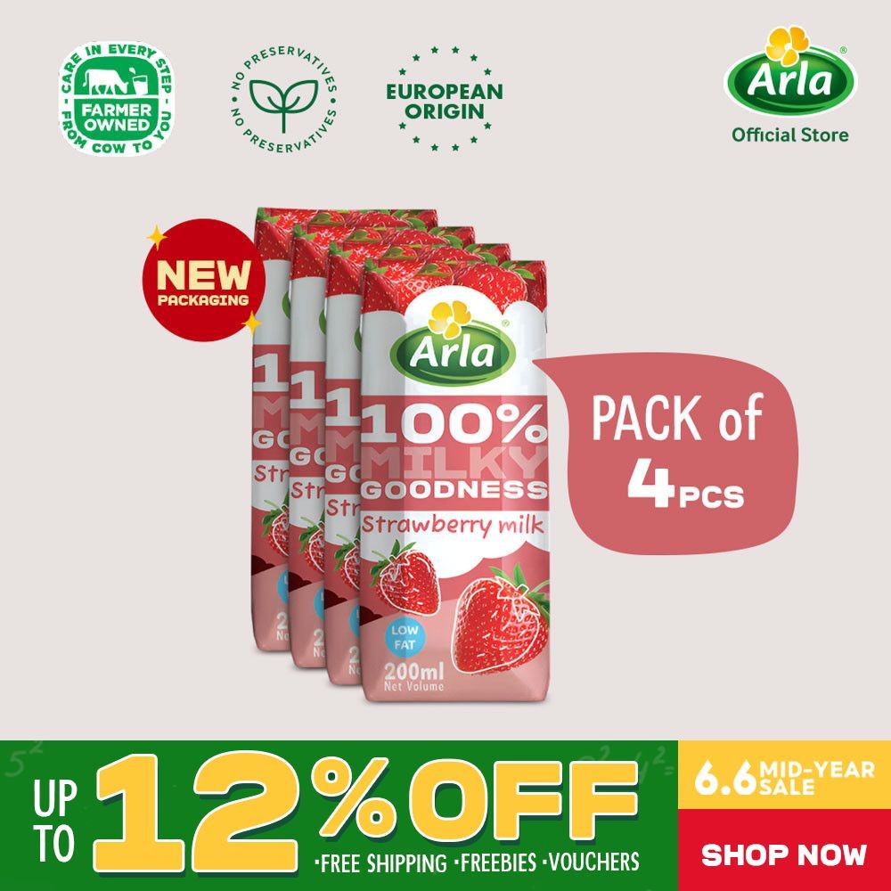 Arla Strawberry Milk 200ml 4-Pack | Shopee Philippines