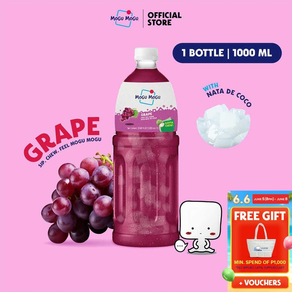 Mogu Mogu Grape Nata de Coco Juice Drink 1000ml x 1 bottle | Shopee ...