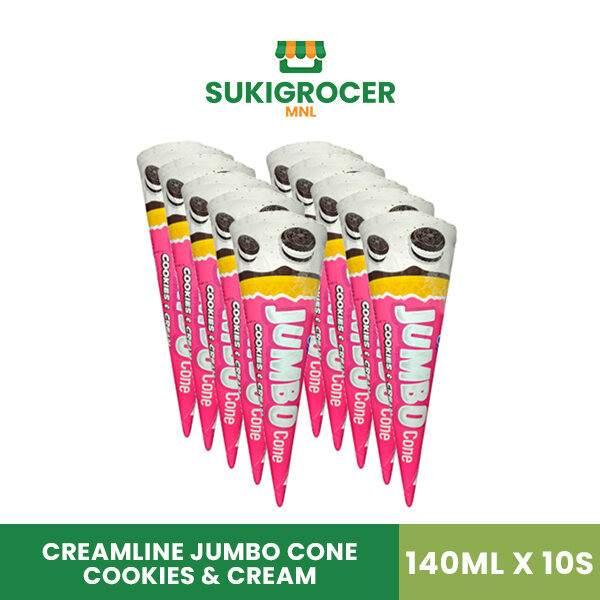 Creamline Jumbo Cone Cookies & Cream 140ML x 10s | Shopee Philippines