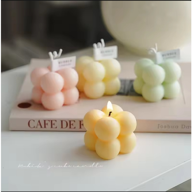 Small Bubble Candle Soy Wax Cube Scented Candle Gift for Her Home Decor ...
