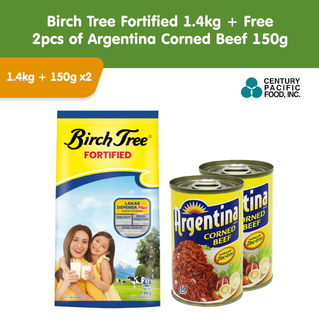Birch Tree Fortified Milk 1.4kg with FREE 2pcs of Argentina Corned Beef ...